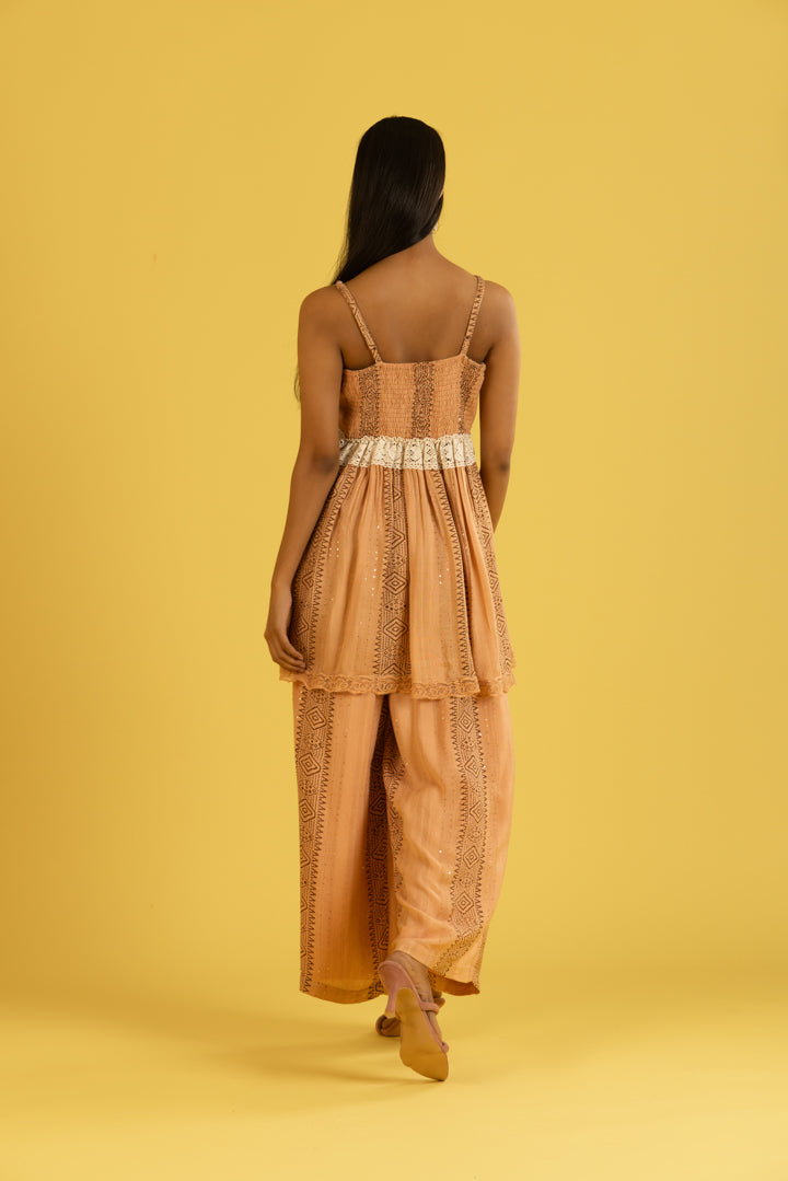 Pastel Pink & Light Brown Lace Floral Cord Set – labelreyya