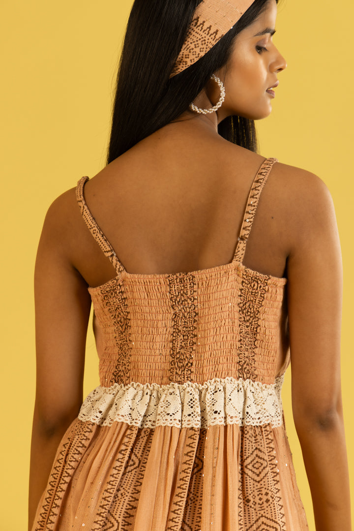 Pastel Pink & Light Brown Lace Floral Cord Set – labelreyya