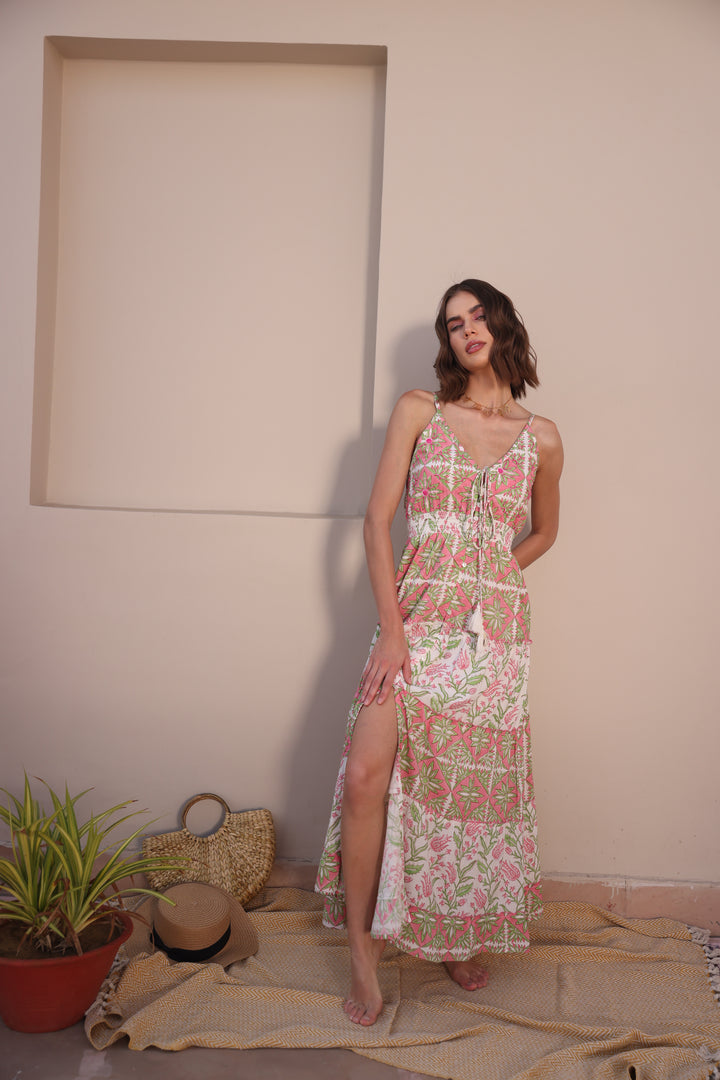 Foral Print V-neck Maxi Dress – labelreyya