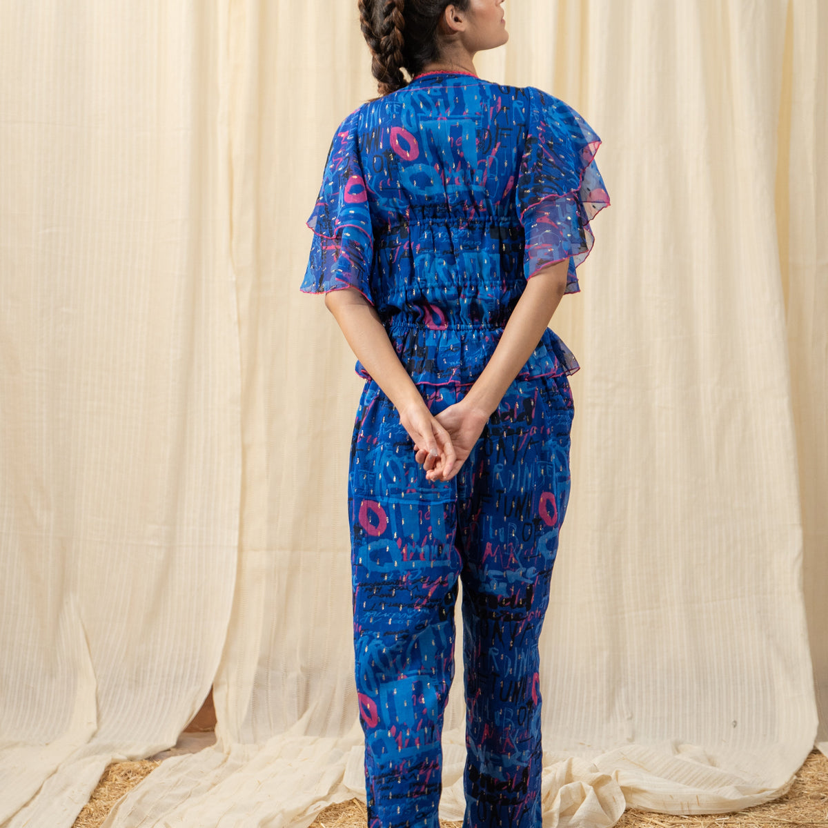 Buy Sea Blue Co-ord Set (Set of 2) with Flared Sleeves | 2 Piece Co-ord ...