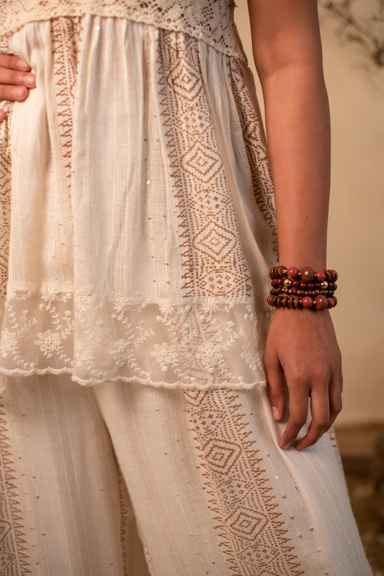 Boho Off White lace co-ord set | Luxury and Elegant Beach co-ord set – labelreyya